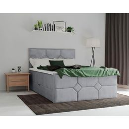 Home Affaire Boxspringbett &raquo;Ambre&laquo; mit Taschen-Federkernmatratze grau Holz teilmassiv Samtvelours Holz teilmassiv, Liegefl&auml;che B/L: 160cm x 200cm, H2/