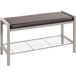 HAKU Schuhbank &raquo;Flurbank, Garderobenbank, Sitzbank&laquo; rechteckig - aus Metall Grau - B/T/H 80/32/48 cm grau Bezug 100% PVC Polyvinylchlorid B/H/T: 80cm 