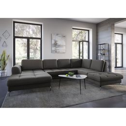 Sit & More sit&more Wohnlandschaft &raquo;Bendigo U-Form&laquo; inklusive Sitztiefenverstellung, Bodenfreiheit 12 cm, in 2 Fu&szlig;farben braun B/H/T: 332cm x 84cm x 226cm, 