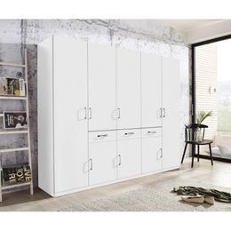 Priess Kleiderschrank wahlweise mit Kranzbeleuchtung wei&szlig; Holzwerkstoff B/H/T: 230cm x 193cm x 55cm, Schubladen: 3 Stk. ohne Kranzbeleuchtung