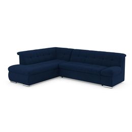 DOMO collection Ecksofa &raquo;MONA 271x213 cm, modern und komfortabel&laquo; whlw. mit Bett- und Armlehnfunktion, L-Form blau Struktur fein 100% Polyester;