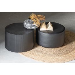 Woood Beistelltisch &raquo;Sanne aus lackiertem MDF, rund und hohl &Oslash;60x40 cm&laquo; Tragkraft 20 kg, Wandst&auml;rke 1 cm, Unterseite geschlossen schwarz B/H/T: 60cm x