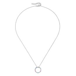 Firetti Damen Kette mit Anh&auml;nger &raquo;Schmuck Geschenk Silber 925 Halsschmuck Ankerkette Kreis rund&laquo; mit Zirkonia (synth.), Korund (synth.) bunt Silber 