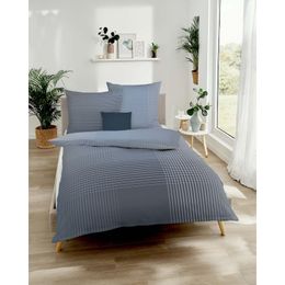Kaeppel Bettw&auml;sche &raquo;MASTER 100% Baumwolle&laquo; 3 Stk. mit Karomuster, Markenrei&szlig;verschluss grau Mako-Satin, Obermaterial: 100% Baumwolle B/L: 200cm x 200cm, 1 Stk