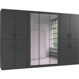 wimex Dreht&uuml;renschrank &raquo;Tibet&laquo; mit Schubk&auml;sten auf bequemer Zugriffsh&ouml;he grau Holzwerkstoff B/H/T: 313cm x 208cm x 58cm, Schubladen: 2 Stk. T&uuml;ren: 11 Stk.