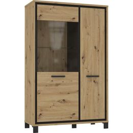 FORTE Vitrine &raquo;Trondheim&laquo; H&ouml;he 161 cm braun Dekorfolie, FSC -zertifizierter Holzwerkstoff, Metall, Sicherheitsglas Artisan Eiche / Schwarz Eiche, B/H/