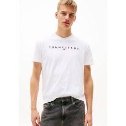 Tommy Jeans Herren T-Shirt &raquo;TJM REGULAR LINEAR LOGO EXT&laquo; Rundhals, Regular Fit wei&szlig; XL