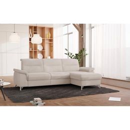 Sit & More sit&more Ecksofa &raquo;Astoria L-Form&laquo; wahlweise mit motorischer Relaxfunktion beige 100% Polyester B/H/T: 260cm x 91cm x 175cm, Flachgewebe, Recamiere 