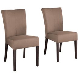 Home Affaire Esszimmerstuhl &raquo;Queen&laquo; (Set) 6 Stk.Beine aus massiver Buche, wengefarben lackiert, Polsterstuhl braun Massivholz B/H/T: 46cm x 93cm x 