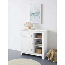 OTTO home Sideboard &raquo;Bertram&laquo; Massivholz,4 verstellbare Einlegeb&ouml;den, Magnetverschluss,H&ouml;he 90 cm wei&szlig; MDF, Massivholz B/H/T: 90cm x 90cm x 38cm, 