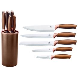 King Messer-Set &raquo;K&uuml;chenmesserblockset &raquo;Galant&laquo;&laquo; 5 K&uuml;chenmesser, 1 Messerblock braun Spezialklingenstahl Einheitsgr&ouml;&szlig;e