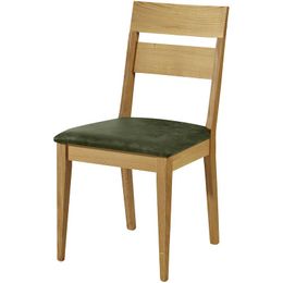 massivline&more 4-Fu&szlig;stuhl &raquo;Filippa-P, Stuhl, Esszimmerstuhl, K&uuml;chenstuhl&laquo; () 2 Stk.Massivholz: Wildeiche ge&ouml;lt gr&uuml;n Polyester B/H/T: 47cm x 89cm x 