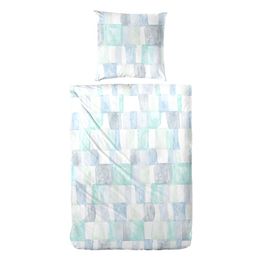 Primera Bettw&auml;sche &raquo;Perkal-Bettw&auml;sche Watercolor Check&laquo; 2 Stk. mit Karo-Muster blau Perkal, Obermaterial: 100% Baumwolle B/L: 155cm x 220cm, 1 Stk., 1 Stk., 