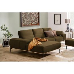 W.Schillig Ecksofa &raquo;run, Designsofa mit tollem Sitzkomfort, bequem, L-Form&laquo; mit Holzsockel, F&uuml;&szlig;e in Schwarz pulverbeschichtet, Breite 299 cm gr&uuml;n 
