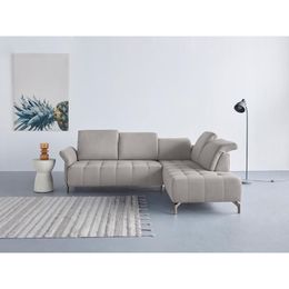 OTTO home Ecksofa &raquo;Fresh L-Form&laquo; Federkern, wahlweise Kopfteilverstellung und motorischer Vorziehsitz silber 98% Polyester 2% Polyamid B/H/T: 260cm x 