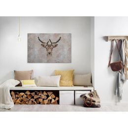 A.S. Cr&eacute;ation Leinwandbild &raquo;big three 3&laquo; Kunst Tiere 1 Stk. tlg. Keilrahmen Bild Betonoptik Reh Tiere Leinwand-Bild Wohnzimmer modern grau Holz, Stahl B/H/T: 90cm x