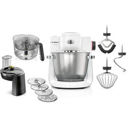Bosch K&uuml;chenmaschine &raquo;Serie 6 MUMS6EW24D, f&uuml;r schwere und gro&szlig;e Teigmengen, Zitruspresse&laquo; Durchlaufschnitzler, XL-Edelstahlsch&uuml;ssel, Patisserie-Set, 