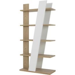 B&uuml;cherregal Praktische Bibliothek oder Raumtrennung braun Holzwerkstoff B/H/T: 90cm x 187cm x 40cm, offene F&auml;cher