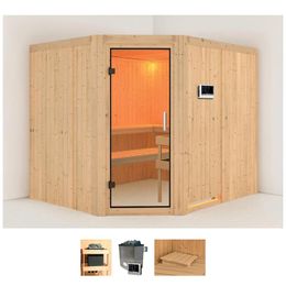 Karibu Sauna &raquo;Marit&laquo; Set, Ofen 9 KW externe Strg easy beige Saunaofen, externe Steuerung, 9 kW