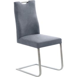 K+w Komfort & Wohnen K+W Komfort & Wohnen Freischwinger &raquo;6194&laquo; () mit praktischem Griff oben am R&uuml;cken, Gestell aus Edelstahl blau B/H/T: 47cm x 100cm x 61cm, Microfaser 