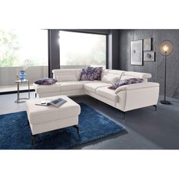 Sit & More sit&more Ecksofa &raquo;Percy L-Form&laquo; 15 cm Fu&szlig;h&ouml;he, Sitztiefenverstellung, wahlweise in 2 Fu&szlig;farben beige B/H/T: 270cm x 235cm, Feinstruktur, Ottomane 