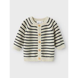 name it Jungen Strickjacke &raquo;NBMMAST f&uuml;r Jungen mit gestreiftem Look und weichem Tragegef&uuml;hl&laquo; gestreift, regular fit, Baumwolle, Rundhals beige 68