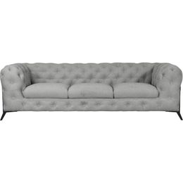 Home Affaire Chesterfield-Sofa &raquo;Amaury&laquo; aufw&auml;ndige Knopfheftung, moderne Chesterfield Optik, Fu&szlig;farbe w&auml;hlbar silber Struktur (100% Polyester9;