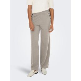 Only Damen Only Schlupfhose &raquo;ONLRINA BUTTON PANT JRS NOOS&laquo; Jersey Hose mit Knopf-Details beige L (40), L&auml;nge 32
