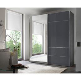 STAUD Schwebet&uuml;renschrank &raquo;Sonate Lucca mit Spiegel, Made in Germany&laquo; Mit vier verschiedenen Ausstattungsvarianten grau Holzwerkstoff Vulkan Dekor, B/