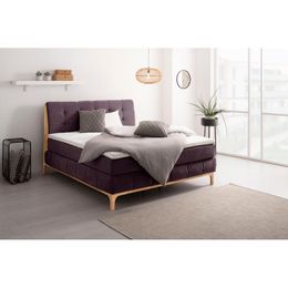 OTTO home Boxspringbett &raquo;Jelle&laquo; 5 Stk. tlg. zertifizierte, recycelte Bezugsstoffe, verschiedene Ausf&uuml;hrungen lila Polyester Struktur (recyceltes 