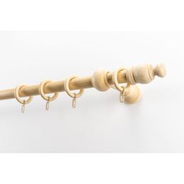 Garesa Gardinenstange &raquo;NOVA&laquo; &Oslash; 28 mm 1 l&auml;ufig-l&auml;ufig Wunschma&szlig;l&auml;nge Vorhanggarnitur Holz, verl&auml;ngerbar, Wandmont.,mit Ringe/2 Lauf Gleiter beige 