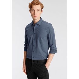 OLYMP Herren OLYMP Langarmhemd &raquo;Luxor 24/Seven modern fit Jerseyshirt&laquo; mit geruchshemmenden Materialeigenschaften blau 39, N-Gr