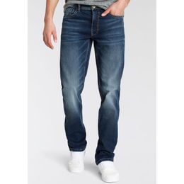 AJC Herren AJC Straight-Jeans gerade geschnitten, Used-Look-Waschung, niedrige Leibh&ouml;he blau 40, L&auml;nge 34