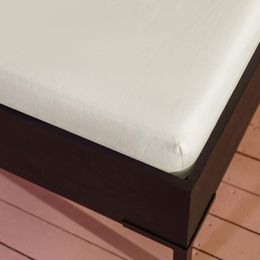 Kayori Spannbettlaken &raquo;Shizu&laquo; Bio-Baumwolle wei&szlig; Jersey-Elasthan, Obermaterial: 97% Baumwolle, 3% Elasthan (LYCRA ) B/L: 160cm x 220cm, 1 Stk., Jersey