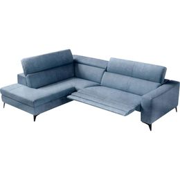 Egoitaliano Ecksofa &raquo;Edith, Designsofa mit hohem Sitzkomfort, Breite 269cm, L-Form&laquo; inkl. elektrischer Relaxfunktion und manuell verstellbaren Kopfteilen grau 