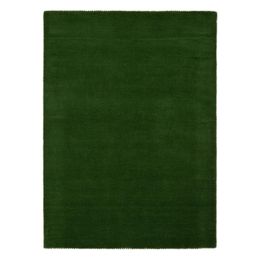 CarpetFine Wollteppich &raquo;Gabbeh Lola Uni&laquo; rechteckig 14 mm H&ouml;he mit nat&uuml;rlichem Pflanzenmaterial von Hand gewebt, auch in Rund gr&uuml;n Wolle B : 40cm 1 