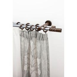 Garesa Gardinenstange &raquo;PEMPIA&laquo; &Oslash; 20 mm 2 l&auml;ufig-l&auml;ufig Wunschma&szlig;l&auml;nge Vorhanggarnitur, verl&auml;ngerbar, Knopf m.Ausschnitten, mit Ringen braun 