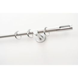 Garesa Gardinenstange &raquo;EASY&laquo; &Oslash; 20 mm 1 l&auml;ufig-l&auml;ufig Wunschma&szlig;l&auml;nge Vorhanggarnitur, verl&auml;ngerbar, Endk. M. Ausschnitt, Alu, m. Ringe silber Aluminium