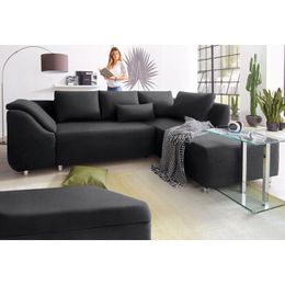 Collection AB Ecksofa &raquo;Sally L-Form, B: 256 cm&laquo; 1 Zierkissen, optional Schlaffunktion & Bettkasten schwarz Microfaser PRIMABELLE (100% Polyester) / 
