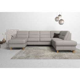 Home Affaire Wohnlandschaft &raquo;Palmera U-Form, B: 308 cm&laquo; optional Schlaffunktion & Bettkasten, Federkern grau Luxus-Microfaser (100% Polyester);