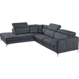 Egoitaliano Ecksofa &raquo;Matt, hoher Sitzkomfort und aufwendige Detailverarbeitung, L-Form&laquo; mit Ottomane, inkl. verstellbarer Kopfteile zum Relaxen grau B/H/T: 285cm 
