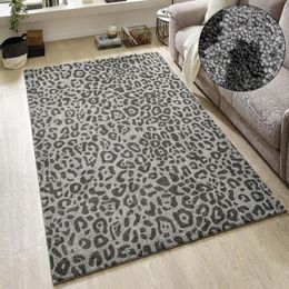 OTTO home Wollteppich &raquo;Gabbo Leo, Leopardenmuster, handgearbeitet&laquo; rechteckig 14 mm H&ouml;he reine Wolle, Uni, Wohnzimmer, Schlafzimmer, Esszimmer grau 