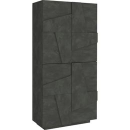 Home Affaire Schuhschrank &raquo;Ping&laquo; grau Holzwerkstoff zement, B/H/T: 81cm x 167,2cm x 38cm, T&uuml;ren: 4 Stk.