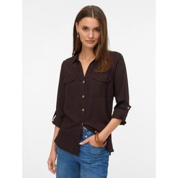V&eacute;ro Moda Vero Moda Damen Hemdbluse &raquo;VMBUMPY L/S SHIRT NEW WVN GA NOOS&laquo; Viskose, regular fit braun S