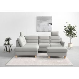 Sit & More sit&more Ecksofa &raquo;Far&ouml; L-Form&laquo; inklusive Federkern, wahlweise mit Schlaffunktion und Bettkasten silber B/H/T: 251cm x 90cm x 187cm, Luxus-Microfaser 