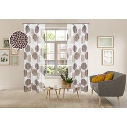OTTO home Gardine &raquo;Belem&laquo; Kr&auml;uselband 1 Stk. tlg. 1 bzw. 2 Schals, Vorhang, Fertiggardine, Kreise braun Voile, Polyester 175cm, Kr&auml;uselband, 140cm