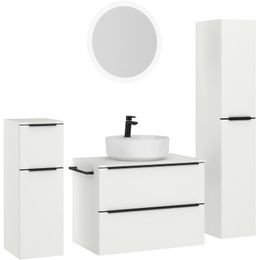 Nobilia Badm&ouml;bel-Set &raquo;Alvene&laquo; vormontiert, mit Soft-Close, 4 Stk. tlg. wei&szlig; B/H/T: 160cmcm x 172,2cmcm x 48,5cmcm, Griffe schwarz
