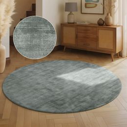 vikosa Teppich &raquo;Noemi&laquo; rund 10 mm H&ouml;he Dezenter Glanz, Weich, Seidenoptik, Viskose, Wohnzimmer, Schlafzimmer grau Viskose &Oslash; 150cm 1 Stk., 10mm, &Oslash; 