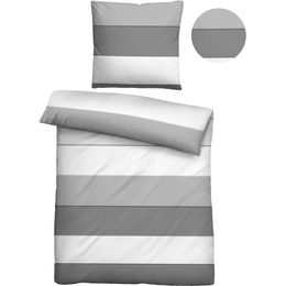 Biberna Bettw&auml;sche &raquo;Antonia&laquo; 2 Stk. feiner Glanz + weicher Griff, pflegeleicht, ganzj&auml;hrig einsetzbar, RV grau Mako-Satin, Obermaterial: 100% Baumwolle B/L: 