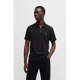 BOSS Orange Herren BOSS Orange Poloshirt &raquo;Passerzip Regular Fit Zipper&laquo; Zip Classic Stretch Pique Polo, pflegeleicht schwarz S